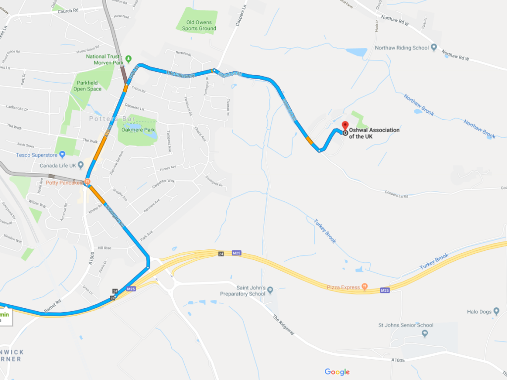 Routes to Oshwal Centre, Potters Bar | Oshwal Association of the U.K.