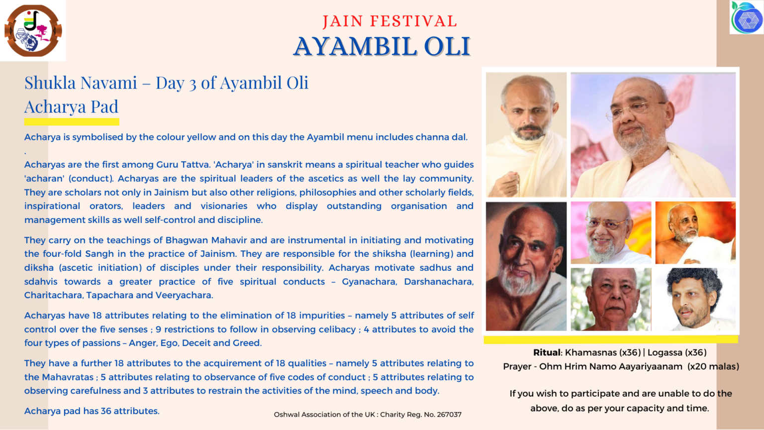 Chaitra Maas – Shri Navpad Ayambil Oli – 2023 | Oshwal Association of ...