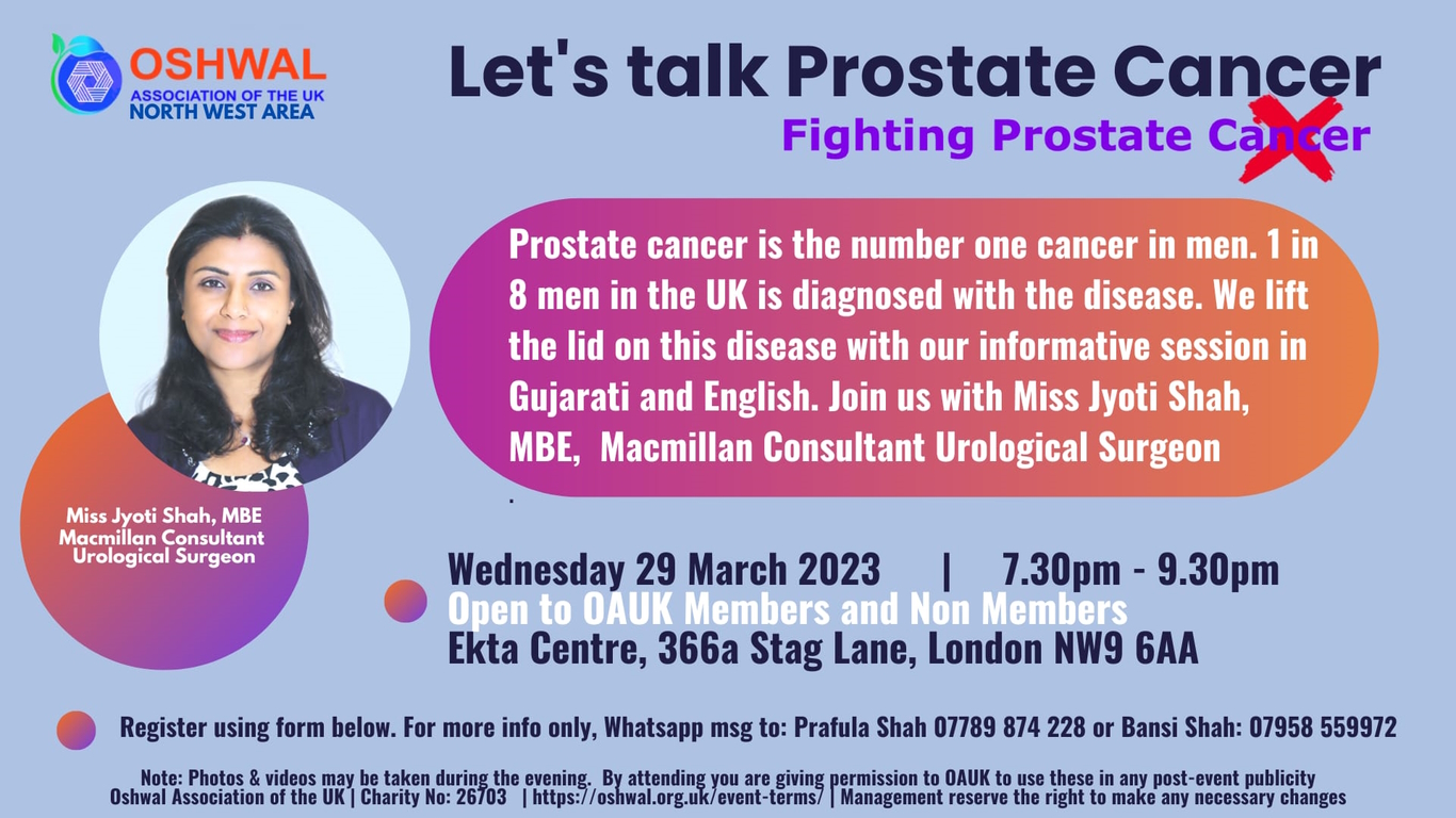 Let’s talk Prostate Cancer | Oshwal Association of the U.K.