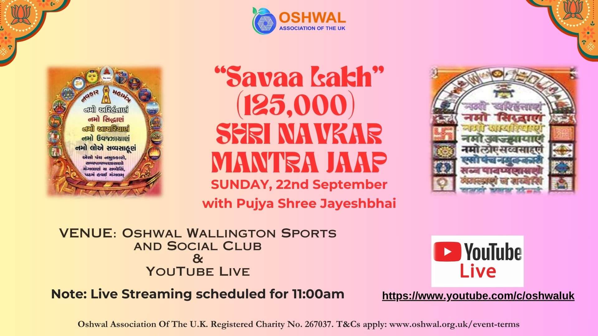 Savaa Lakh (125000) Navkar Mantra Jaap | Oshwal Association of the U.K.